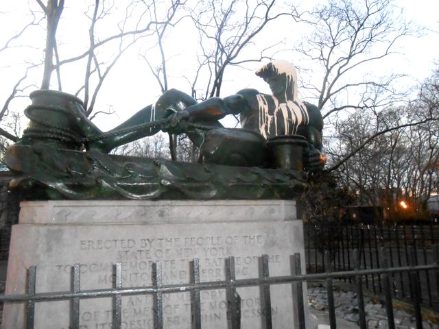 USS Monitor Statue Heavily Vandalized In Brooklyn - Gothamist